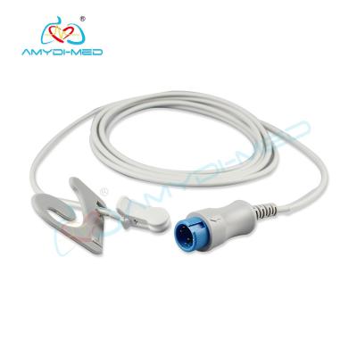 China Round 7Pin TPU Gray Adult Ear Clip Mindray SpO2 Sensor Cable 10ft for BeneView T8 T5 T6 for sale