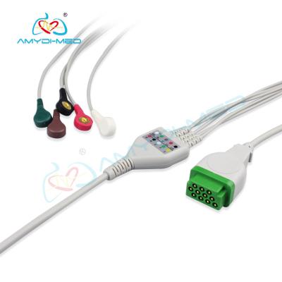 China TPU GE Marquette Dash Pro 4000 ECG Patient Cable Snap AHA 2.4M 11 Pin for sale