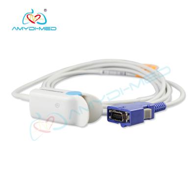 China GE Compatible Reusable Adult Finger Clip SpO2 Sensor 12 Pin 3m TPU Cable for sale