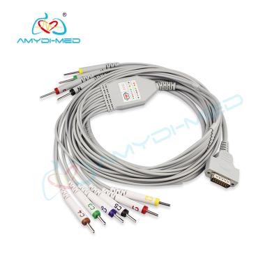 China DB15 EKG Lead Cable 10 Lead Compatible Schiller AT101 2.4m Main Cable TPU Jacket for sale