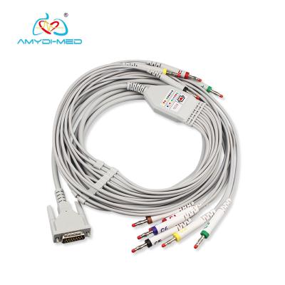 China Burdick 800 EKG Cable 3.6m Length 11pin Rectangle Connector TPU Jacket for sale