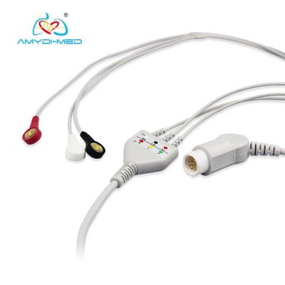 China TPU HP 3 Leads ECG Cables and Leadwires HP Newtech Compatible for Snap 2.4m for sale