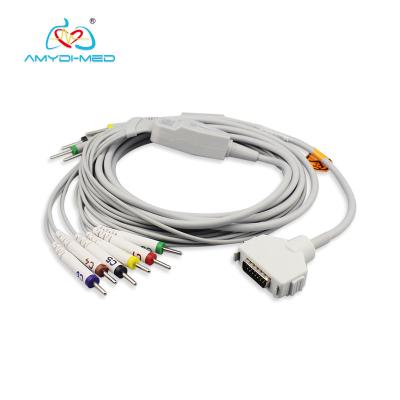 China TPU 3.4 Meter EKG Cable Nihon Kohden Compatible 11 Pin Rectangle Connector 6 Month Warranty for sale