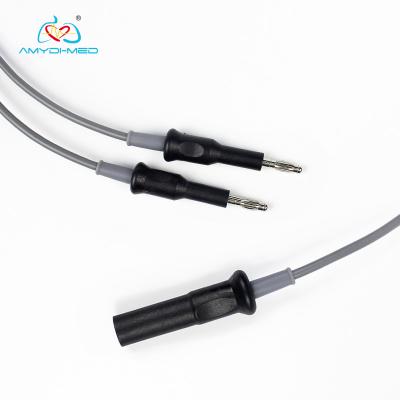 China Reusable Bipolar Forceps Cable 3M Silicone Autoclavable USA 2 Pin Plug to 2 Banana 4.0mm for sale