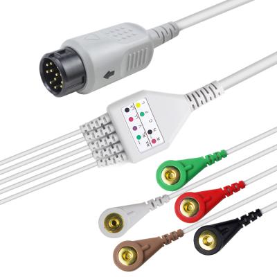China 5 Lead Snap ECG Cable  Round 12P TPU Compatible Dawei Monitors for sale