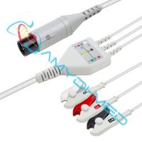 China 3 Lead Clip ECG Cable Leadwires Round 6P Compatible Nihon Konden Mindray 2.4m for sale
