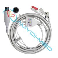 China 3 Lead Clip ECG Cable Leadwires Round 6P Compatible Nihon Konden Mindray 2.4m for sale