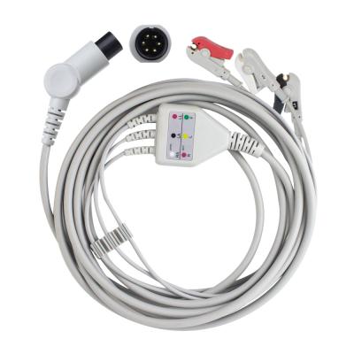 China 3 Lead Clip Lead Wires ECG Patient Cable TPU 2.4m for Mindray Goldway for sale