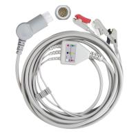 China 2.4m ECG Cable Leadwires Round 12 Pin Plug Compatible HP Patient Monitor 3 Lead Clip for sale