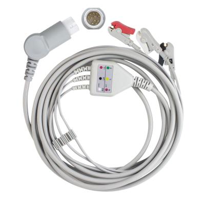 China 2.4m ECG Cable Leadwires Round 12 Pin Plug Compatible HP Patient Monitor 3 Lead Clip for sale