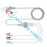 China 2.4m ECG Cable Leadwires Round 12 Pin Plug Compatible HP Patient Monitor 3 Lead Clip for sale