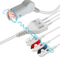 China 2.4m ECG Cable Leadwires Round 12 Pin Plug Compatible HP Patient Monitor 3 Lead Clip for sale