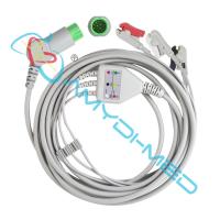 China Round 12 Pin ECG Cable 3 Lead Clip Lead Wires Compatible with HP 2.4m for sale