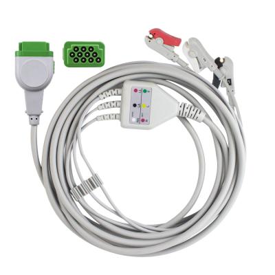 China Medical ECG Cable Leadwires 3 Lead Clip Compatible GE MARQUETTE 1K Ohm 2.4m for sale