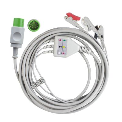China Spacelabs Compatible ECG Cable 3 Lead Round 17 Pin 2.4m TPU for Ultraview Monitors for sale
