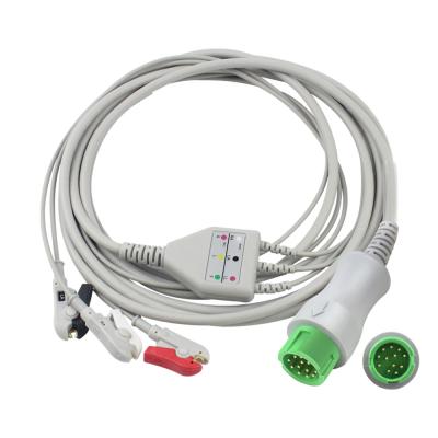 China 3 Lead ECG Cables Leadwires Gray TPU 2.4m 0.9m Compatible Comen C30 Monitor for sale