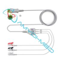 China 3 Lead ECG Cables Leadwires Gray TPU 2.4m 0.9m Compatible Comen C30 Monitor for sale