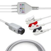 China Dawei Medical Compatible ECG Cable 3 Lead Clip 12 Pins Round TPU 2.4m for sale