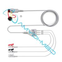 China Dawei Medical Compatible ECG Cable 3 Lead Clip 12 Pins Round TPU 2.4m for sale