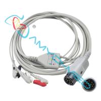 China Dawei Medical Compatible ECG Cable 3 Lead Clip 12 Pins Round TPU 2.4m for sale