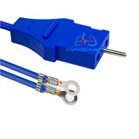 China Disposable Electrosurgical ESU Cable Blue PVC 3m Copper Tube to Round Terminal for sale