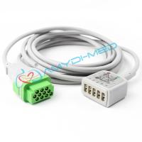 China GE Compatible TPU Medical ECG Trunk Cable 5 Leads Rectangle 11P 3 Meters for sale