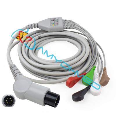 China Universal 6Pin Medical 5 Lead ECG Cable Leadwire Iec Snap 2.4m Cable for sale