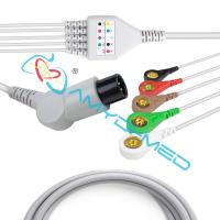 China Universal 6Pin Medical 5 Lead ECG Cable Leadwire Iec Snap 2.4m Cable for sale