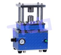 China STC-AQF-20 Coin Cell Crimping Machine - 220×220×420mm Gas Driven with 30mm Stroke for CR2032/CR2450 Batteries for sale