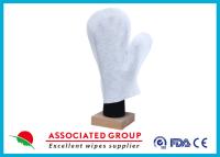 China Thumb Shape Body Wet Wash Glove Big Pearl Dot Spunlace With Yarns Sewing for sale