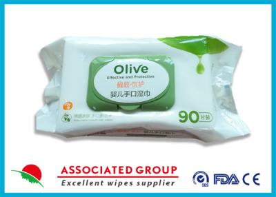 China Spunlace Material Baby Wet Wipes Olive Effective & Protective 15 * 20cm Size for sale