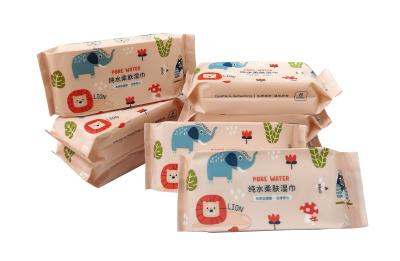 China Tea Tree Oil 45GSM Baby Biodegradable Wet Wipes Rayon Spunlace for sale
