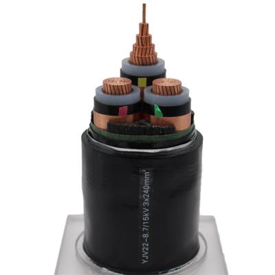China 240mm2 8.7/15KV XLPE Insulated Copper Conductor Medium Voltage Power Cable YJV22 for sale
