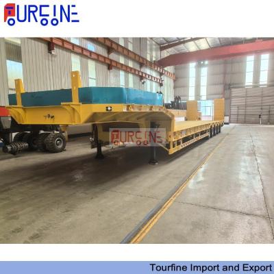 China 100 Ton 4 Axle Low Bed Trailer Mechanical Suspension For Transporting Heavy Construction for sale