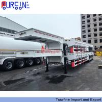 China 100 Ton 4 Axle Low Bed Trailer Mechanical Suspension For Transporting Heavy Construction for sale