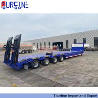 China 100 Ton 4 Axle Low Bed Trailer Mechanical Suspension For Transporting Heavy Construction for sale