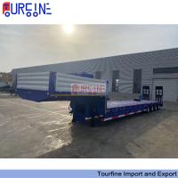 China 100 Ton 4 Axle Low Bed Trailer Mechanical Suspension For Transporting Heavy Construction for sale