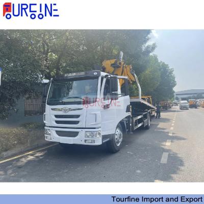 China FAW 4x2 Recovery Tow Truck 8 Ton with Crane Flatbed Wrecker Truck for Vehicle Rescue for sale