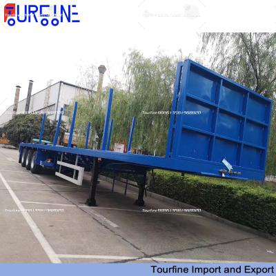 China 3 Axle Log Timber Semi Trailer with Side Stakes for Long Wood Transportation for sale