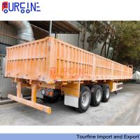 China Tri Axle 60 Ton Flatbed Semi Trailer With Detachable Side Walls For Cargo Transport for sale