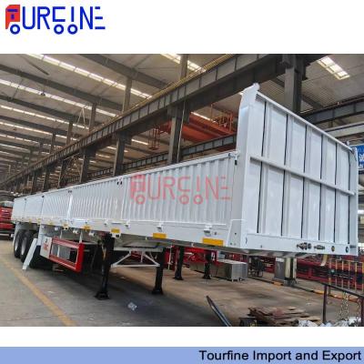 China Tri Axle 60 Ton Flatbed Semi Trailer With Detachable Side Walls For Cargo Transport for sale