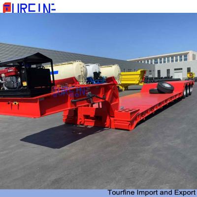 China Heavy Duty Detachable Gooseneck Semi Trailer 3 Axle 80 Ton 100 Ton Lowboy Trailer for sale