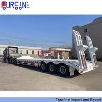 China Strong Loading 60 Ton 3 Axle Lowbed Trailer For Construction Equipment Transportation for sale
