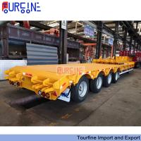 China 4 Axle 120 Ton Low Bed Semi Trailer With Hydraulic Ramp And Reinforced Frame for sale