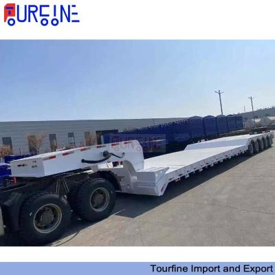 China Heavy Duty 5 Axle 110 Ton Lowboy Semi Trailer With Folding Gooseneck For Oversized Loads for sale