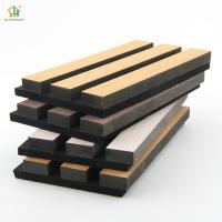 China Customized 550kg/m3 ~ 880kg/m3 Density Black MDF+Polyester Fiber Acoustic Slat Wall Panel with More than 5 Years Warranty for sale