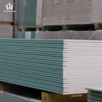 China Green Moisture Resistant Gypsum Board for Interior Walls, Ceilings and Damp Room Applications for sale