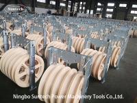 China 1040mm MC Nylon Wheels Conductor Stringing Pulley Block With Galvanized Steel Frame for sale