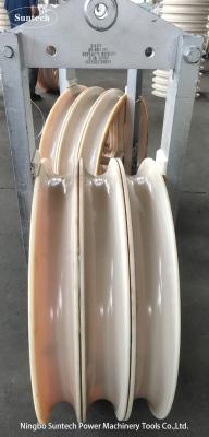 China Contruction Transmission Line Steel Sheave Cable Conductor Stringing Pulley Block for sale