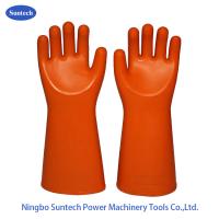 China Straight Cuff Rubber Latex 35KV Insulating Electric Gloves for sale